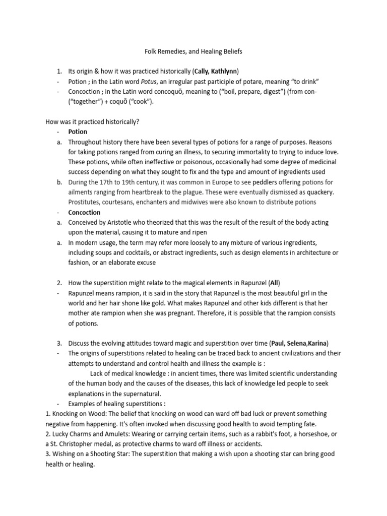 ELL Folk Remedies, and Healing Beliefs | PDF | Alternative Medicine ...