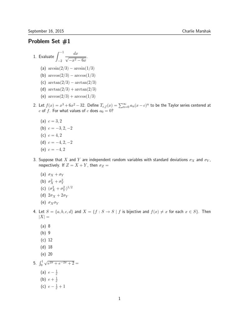 GREBootcamp Problems | PDF