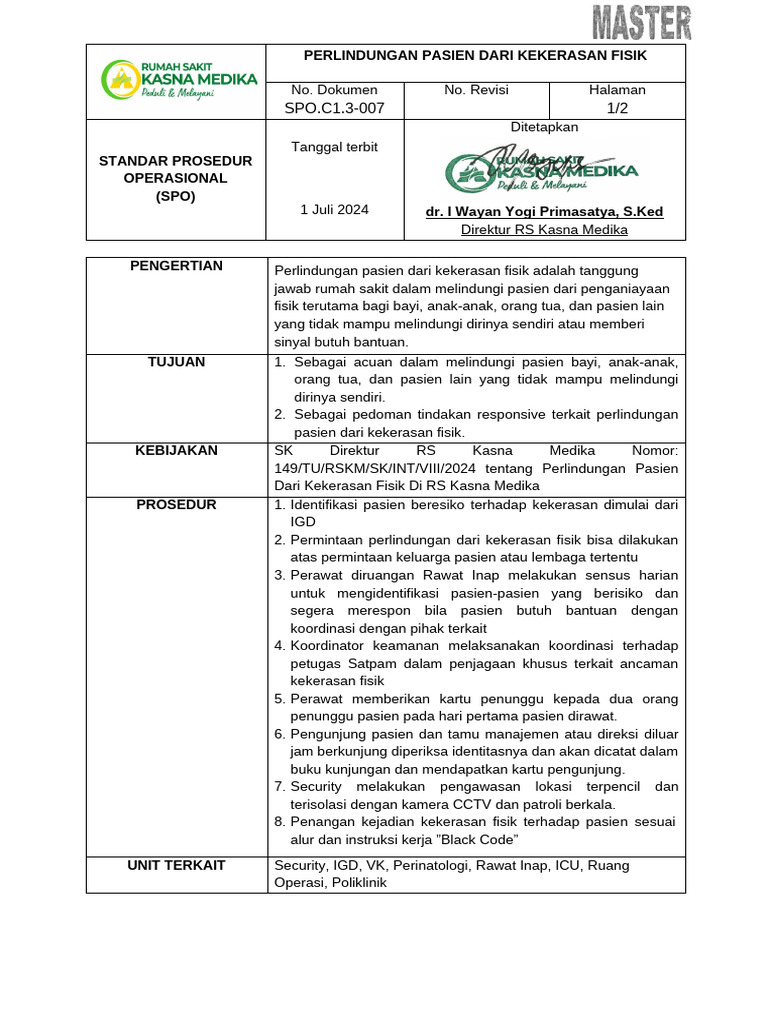 COPY SPO PERLINDUNGAN DARI KEKERASAN FISIK Edit | PDF