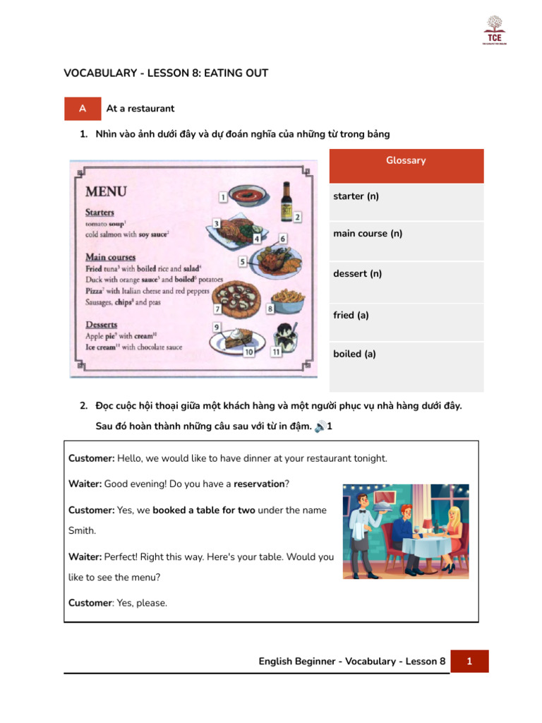 Lesson 8 - Eating Out | PDF
