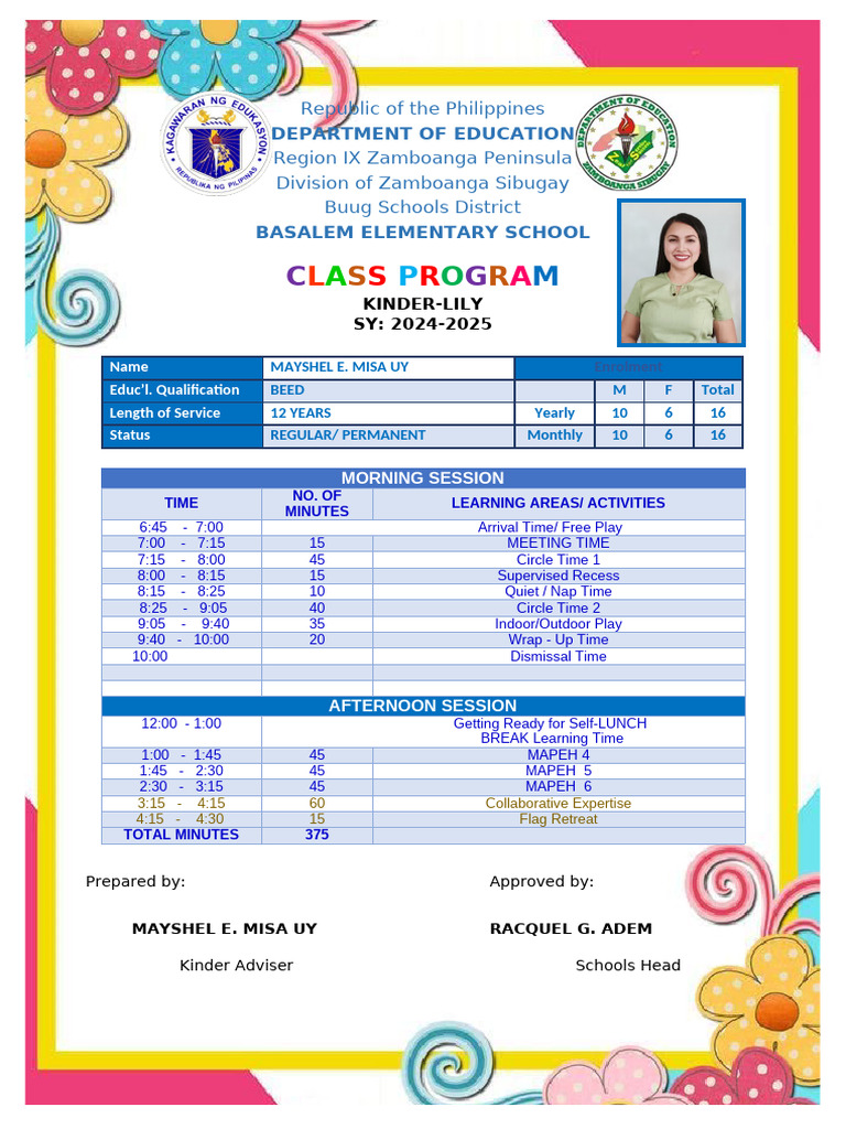 Class Program Kinder 2024-2025 | PDF