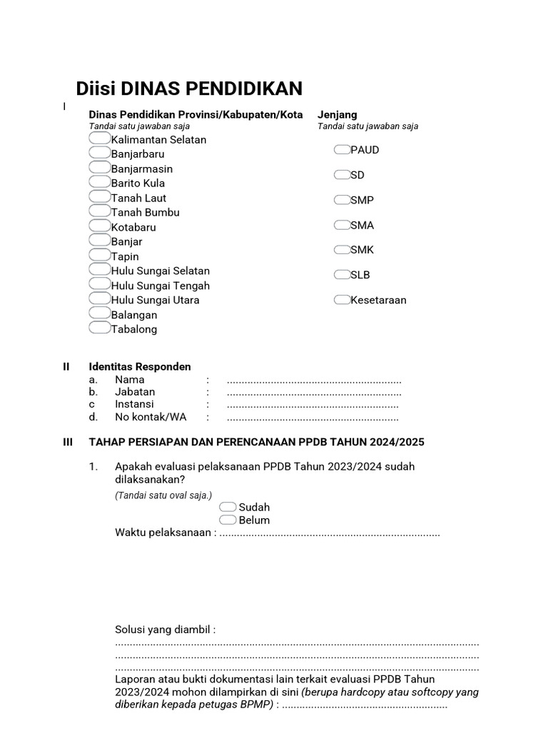 Instrumen Pemantauan Pelaksanaan PPDB Disdik | PDF
