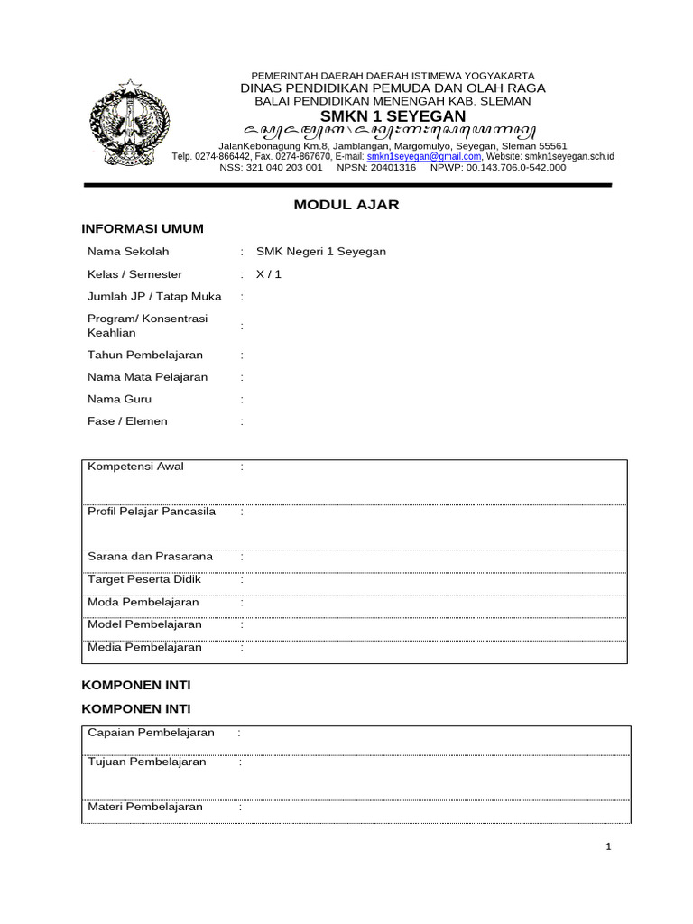 Format Modul Ajar Produktif | PDF