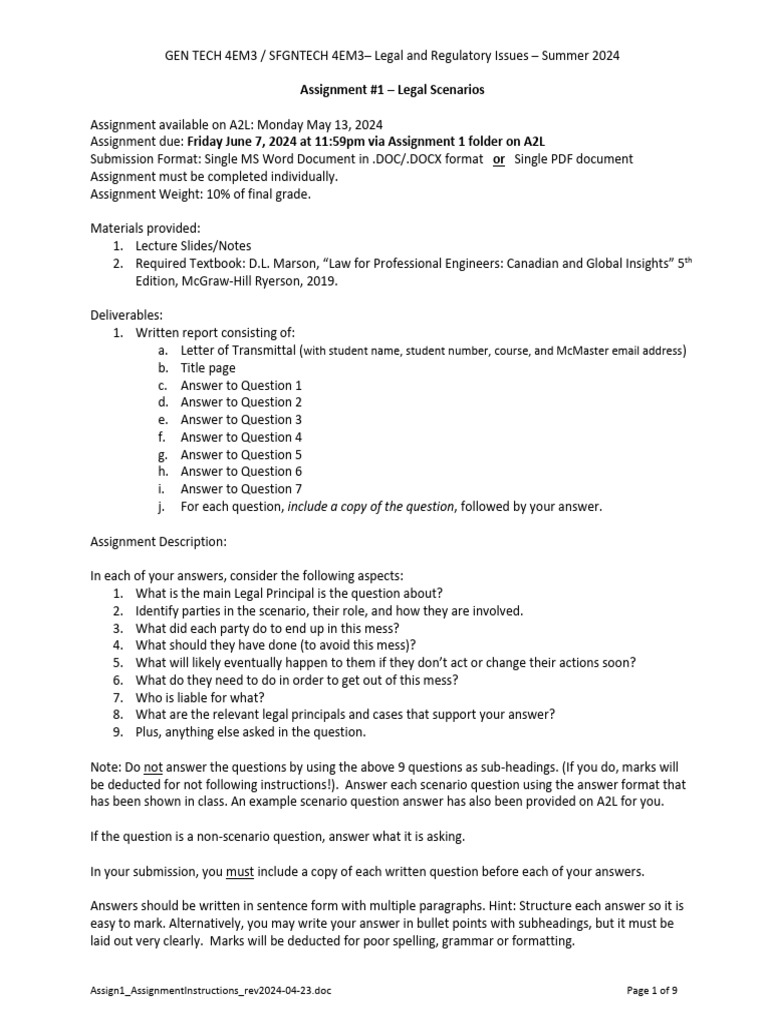 Assign1 AssignmentInstructions Rev2024-04-23 | PDF