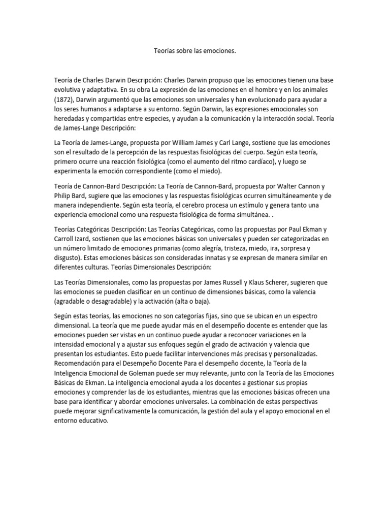 Teorías Sobre Las Emociones Pdf