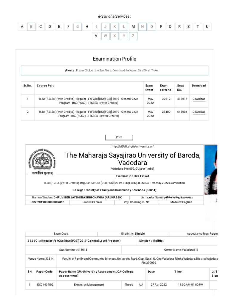 Examination Hall Ticket (1) | PDF