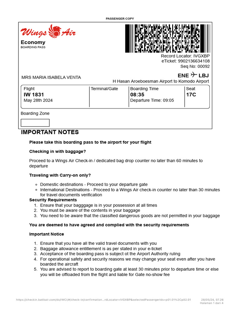 Confirmation Check-In-1 | PDF