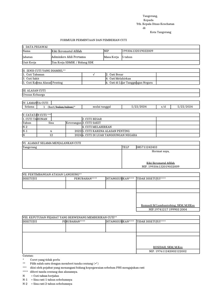 Form Cuti | PDF