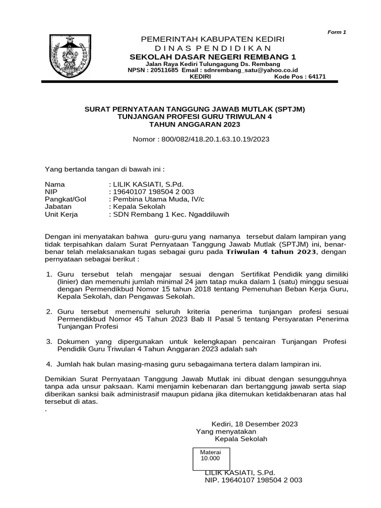 Form SPTJM TPG TW4 2023 | PDF