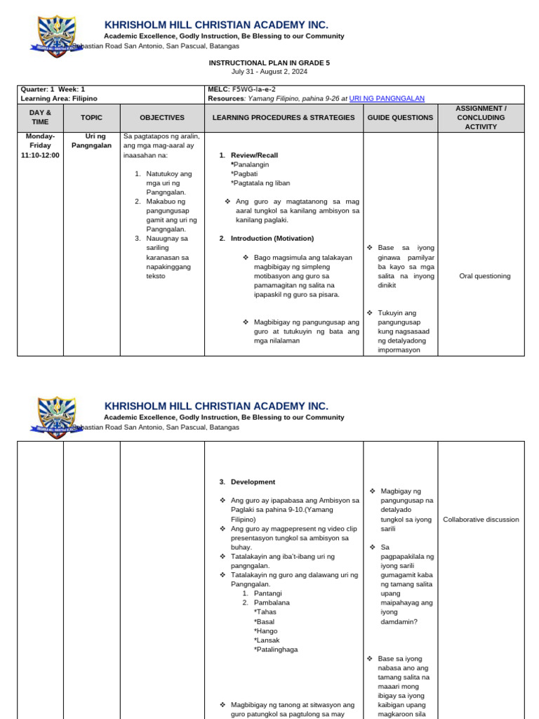 LP Filipino W1 | PDF