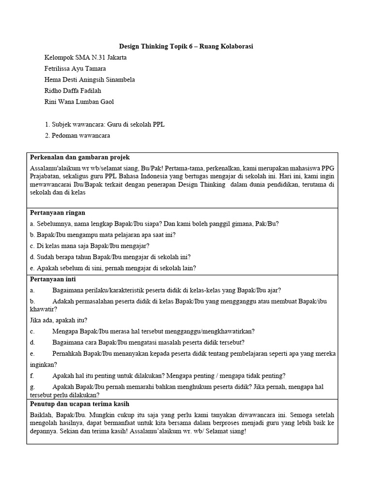 Design Thinking Topik 6-Ruang Kolaborasi | PDF