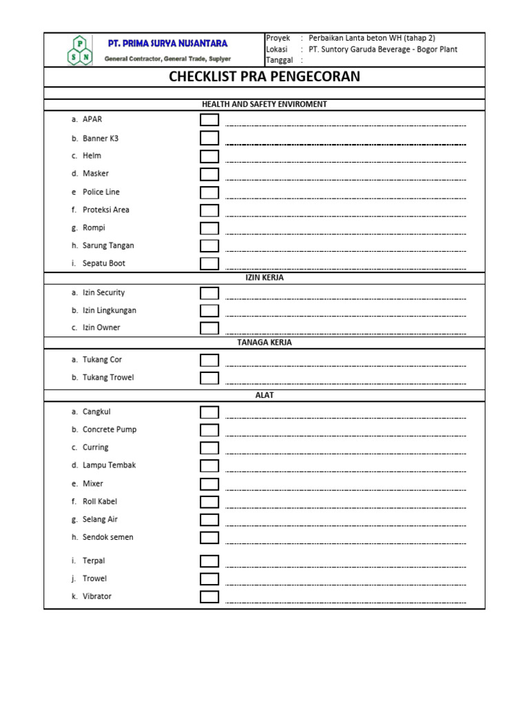 Form Pra Pengecoran | PDF