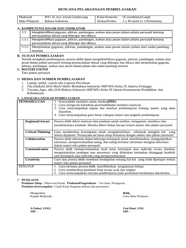 RPP 6 Teks pidato | PDF