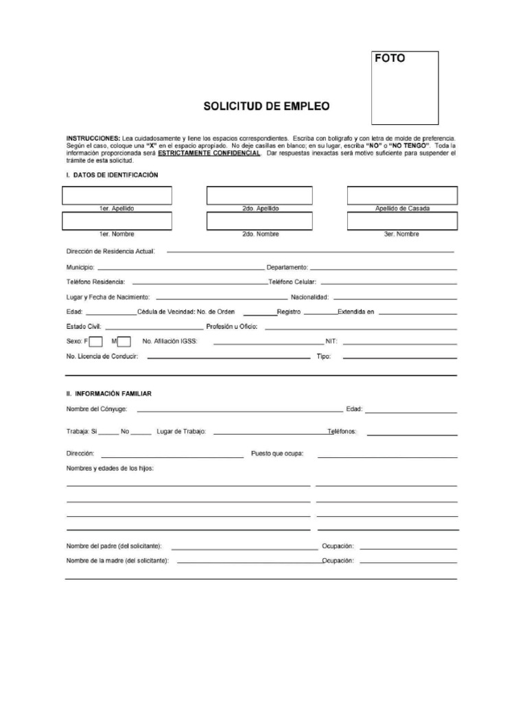 Solicitud de Empleo Asistente | PDF