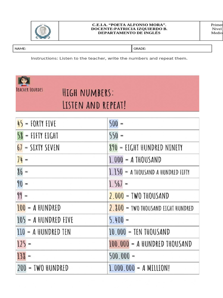 Numbers To Print | PDF