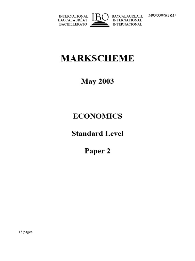 Economics Paper 2 SL Markscheme | PDF