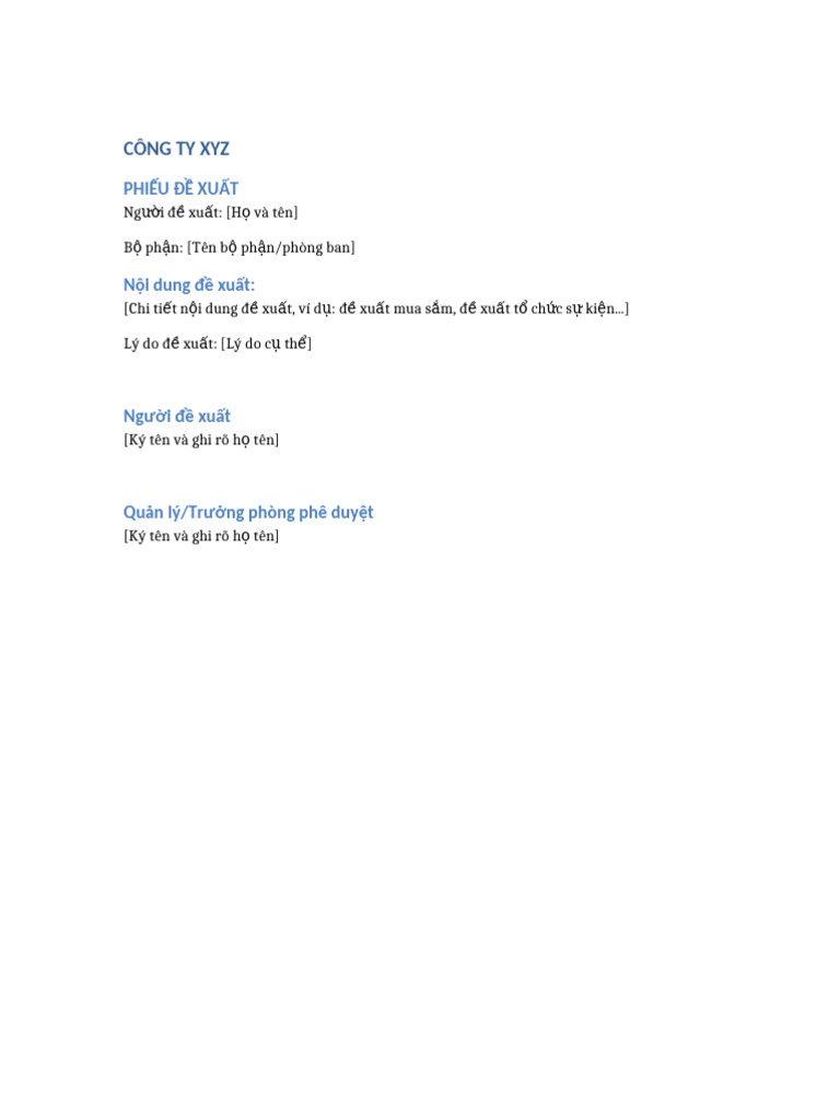 Phieu de Xuat | PDF
