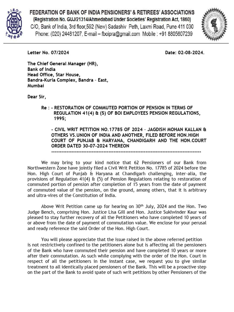 Federation Letter No. 07 of 2024 | PDF