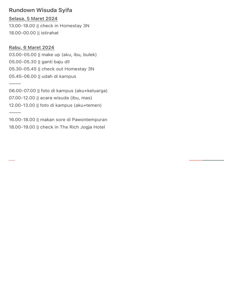 Rundown Wisuda Syifa | PDF