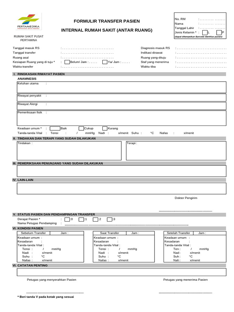 067 Form. Transfer Internal RS (Antar Ruang) | PDF