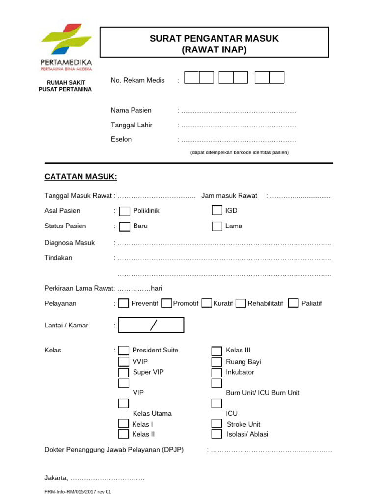 015 Form. Surat Pengantar Masuk (RI) | PDF