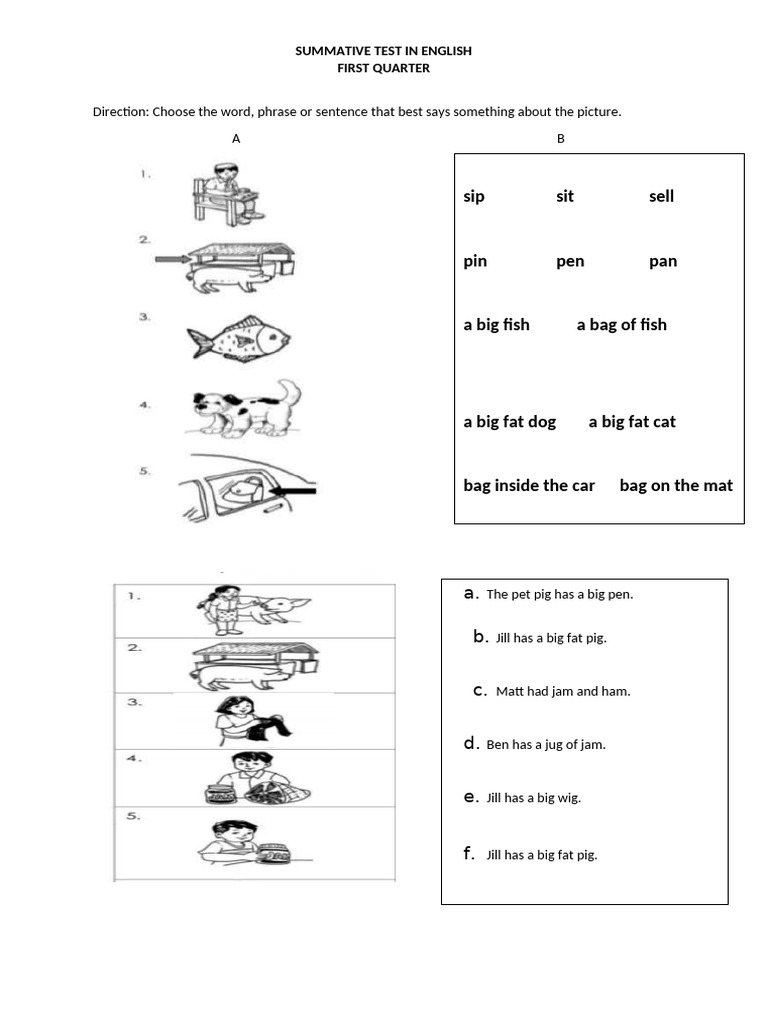 Summative Test in English | PDF