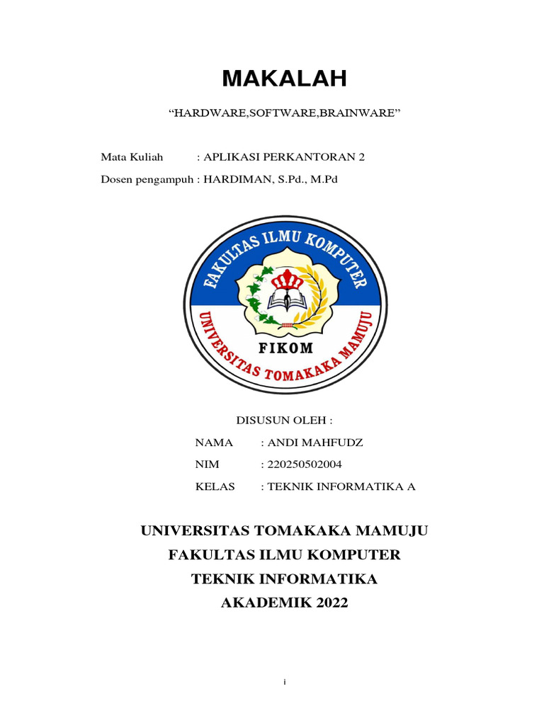 Makalah Hardware Software Dan Brainware | PDF