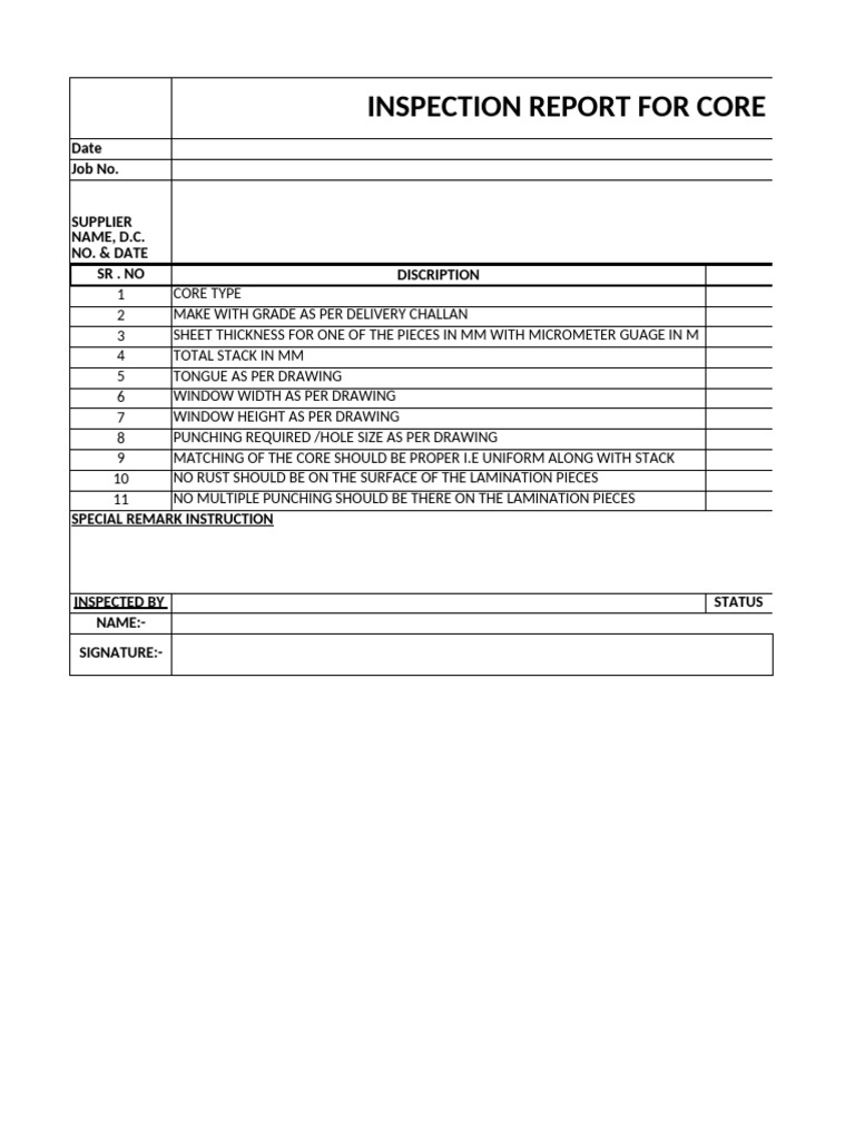 Core Lamination Inspection | PDF