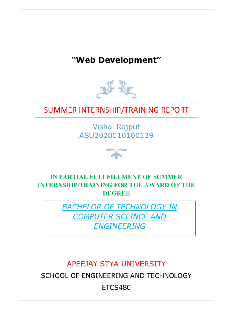 Vishal Rajput Summer Report | PDF