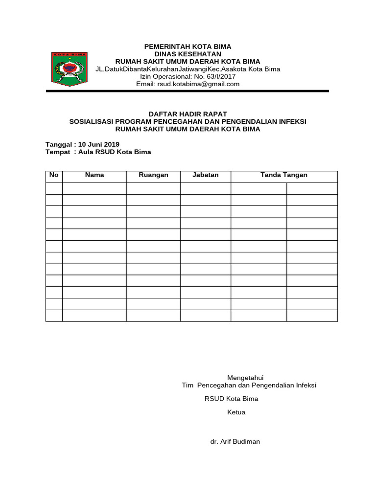Daftar Hadir Rapat | PDF