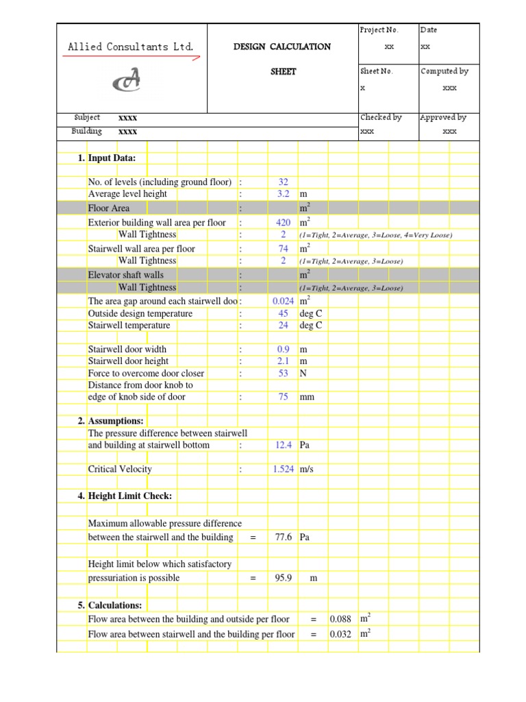 Stairwell Pressurization Design Calculations | PDF | Teaching Methods ...