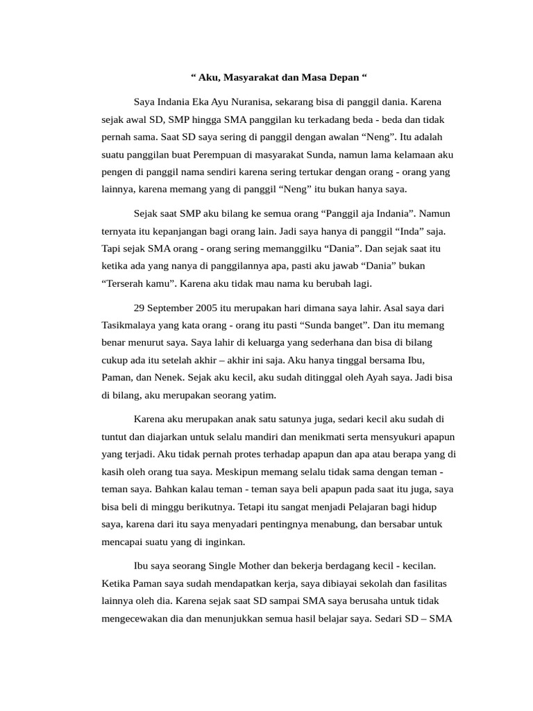 Autobiografi - Indania Eka Ayu Nuranisa - Arsenik | PDF