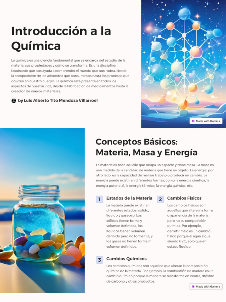 Introducción a la Química y sus Conceptos | PDF | Mezcla | Ciencia y ...