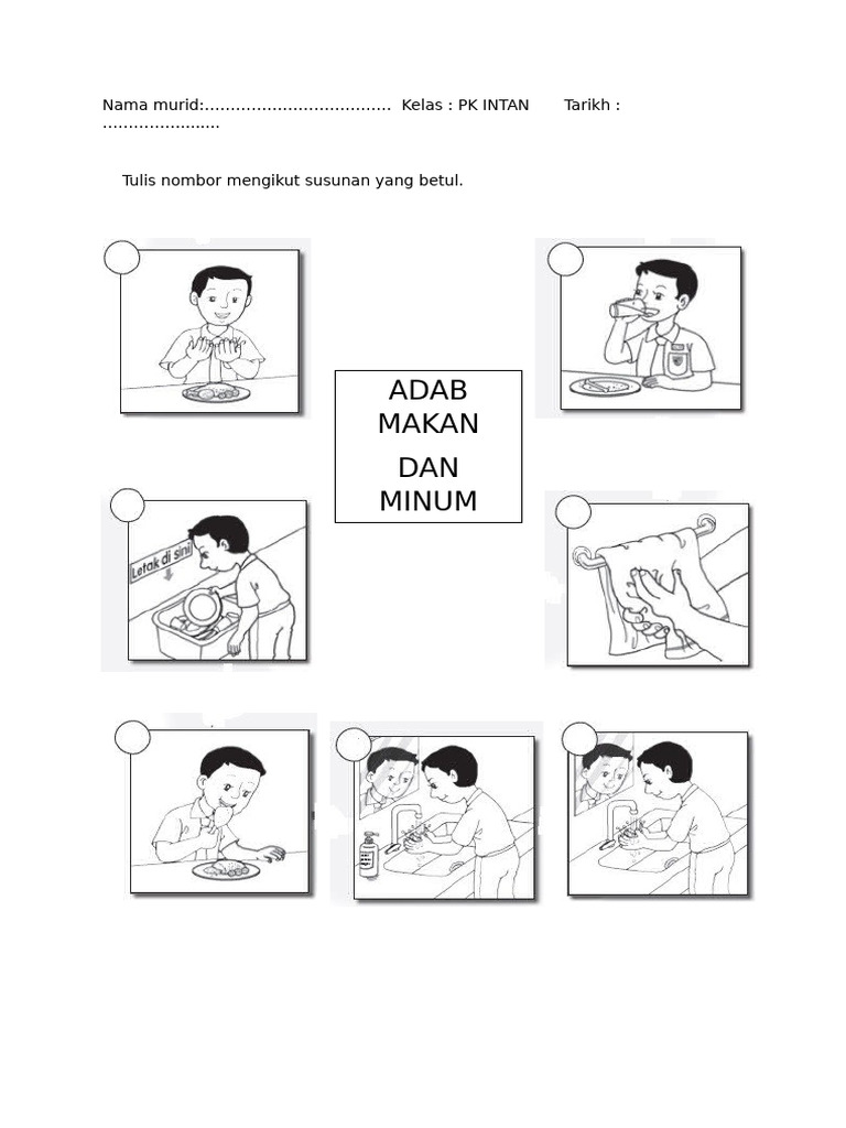 Adab Makan Lembaran Kerja | PDF