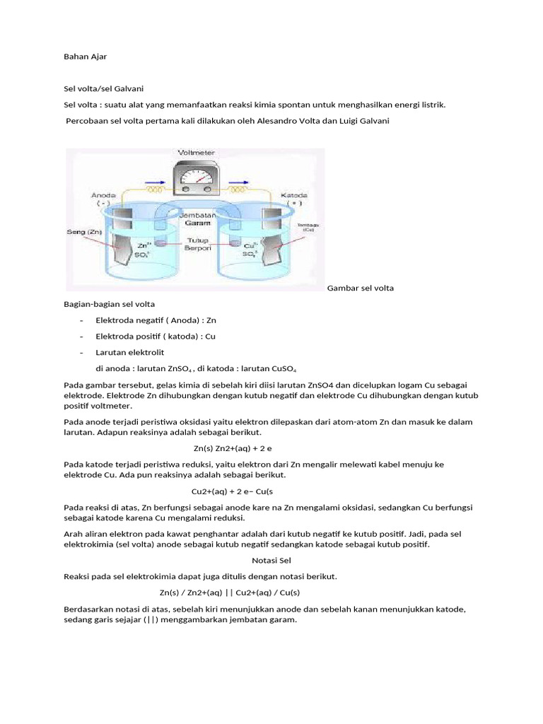 Bahan Ajar Sel Volta | PDF
