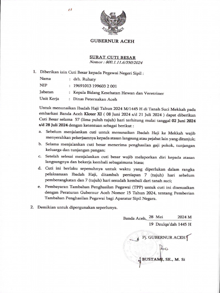 Persetujuan Cuti Besar | PDF