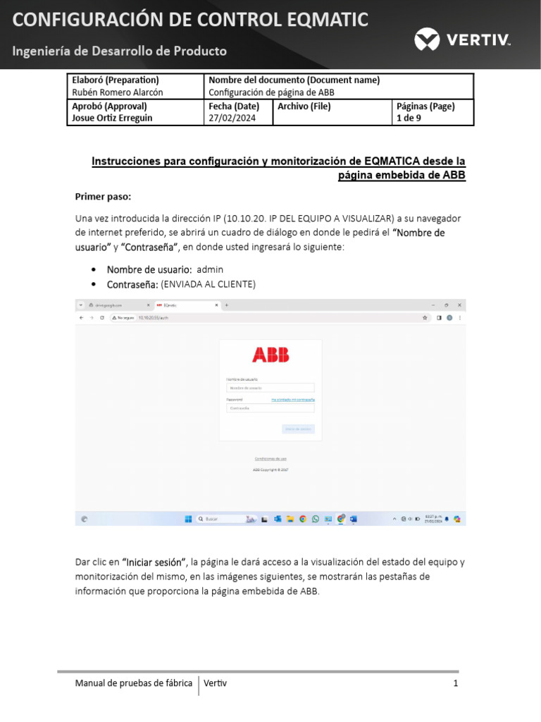 Manual de acceso para pagina Embebida EQMATIC rev A 2024-mar-04 | PDF