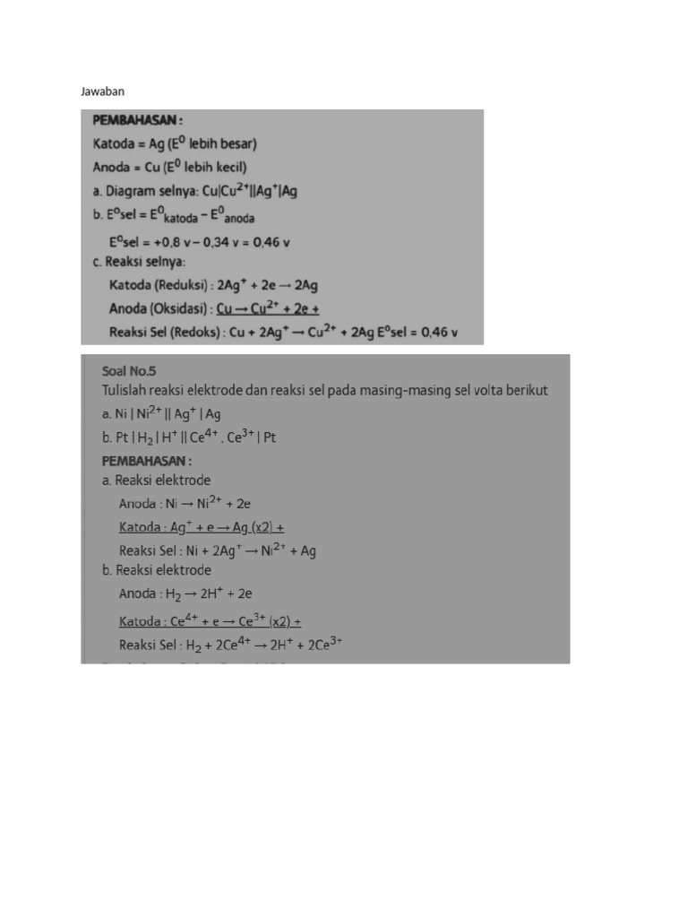 Jawaban LKPD Notasi Sel Volta | PDF