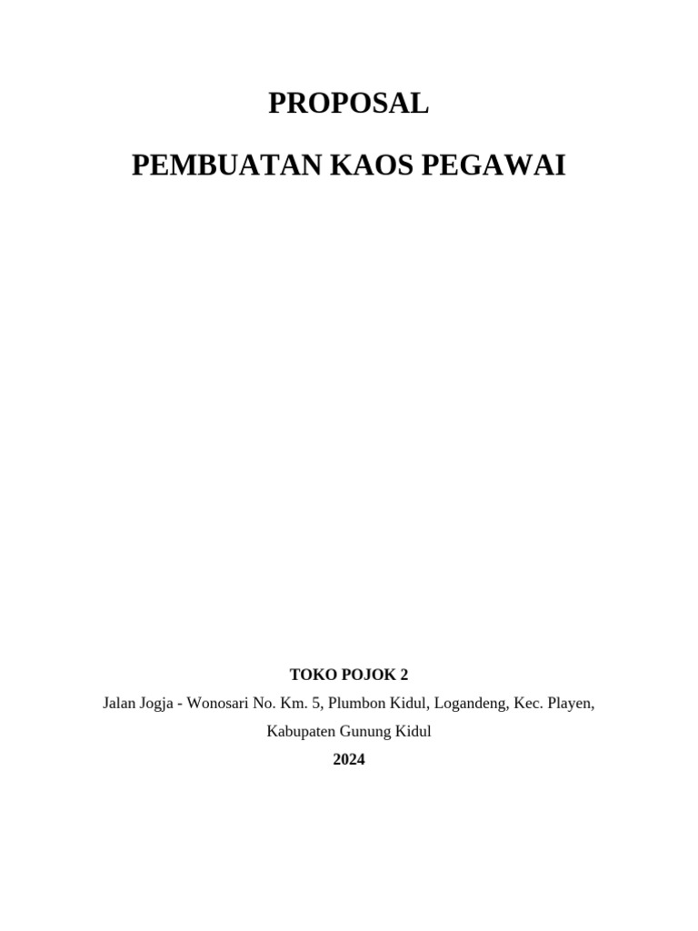 Proposal Kaos Toko Pojok | PDF