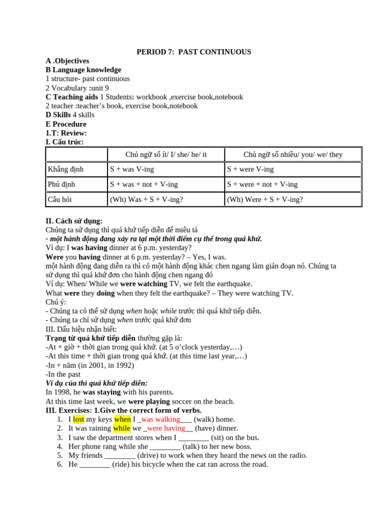 Past Continuous | PDF