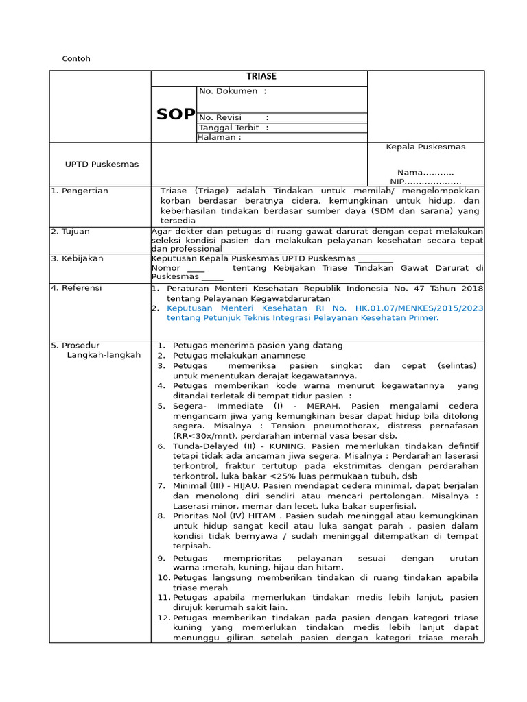 SOP Triase Oke | PDF