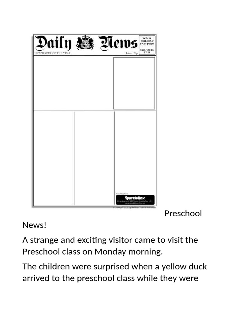 Preschool News Article Activity | PDF