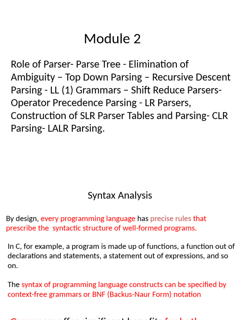 3-Module 2 - Role of Parser - Parse Tree-02-08-2024 | PDF | Parsing | Syntax