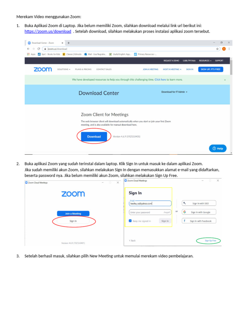 Merekam Video Menggunakan Zoom | PDF