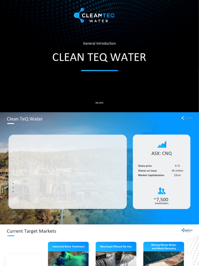 Clean TeQ Water Corporate Overview v23 | PDF | Membrane | Environmental ...
