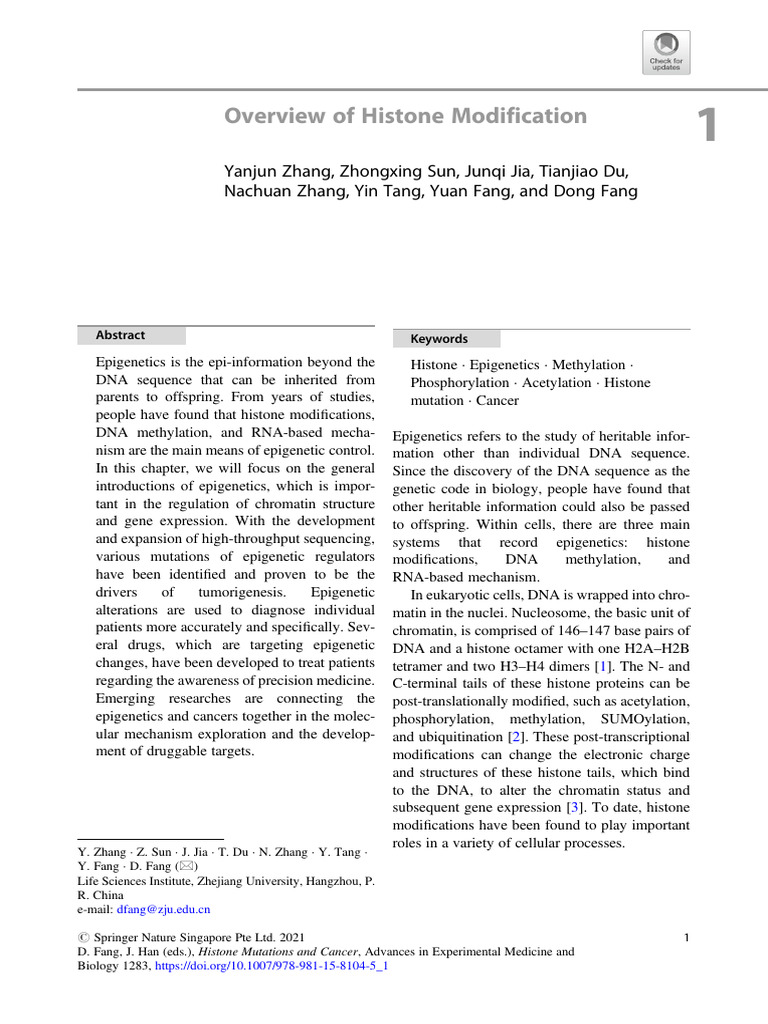 Overview of Histone Modification | PDF