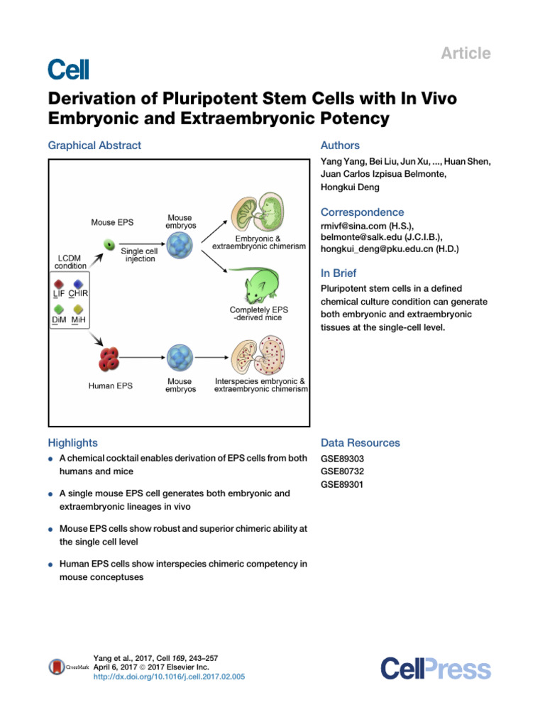 Derivation of Pluripotent Stem Cells With in Vivo Embryonic and ...