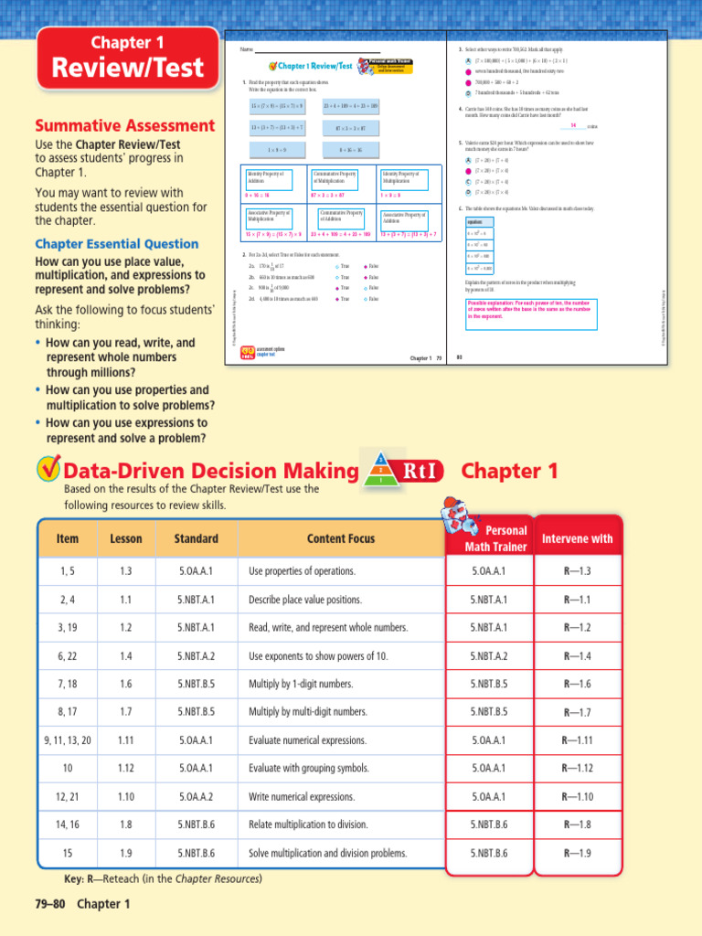 Chapter 1 Test Review Answers | PDF
