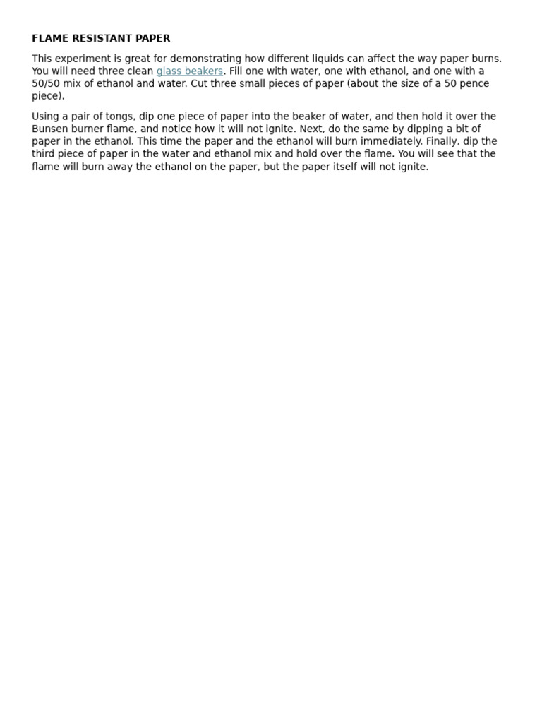 Flame Resistant Paper LAB | PDF
