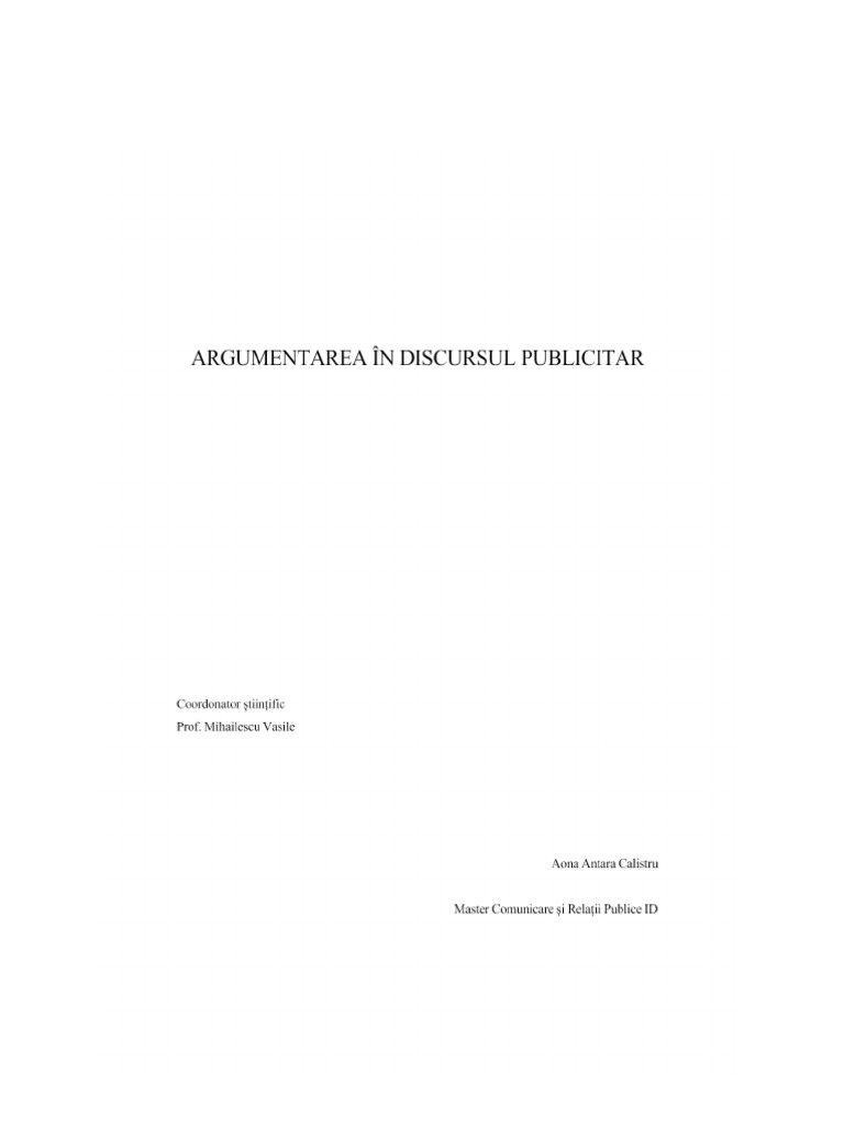 Argumentarea in Discursul Publicitar | PDF